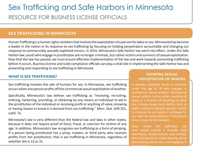 Sex Trafficking and Safe Harbors in Minnesota: For Business License ...