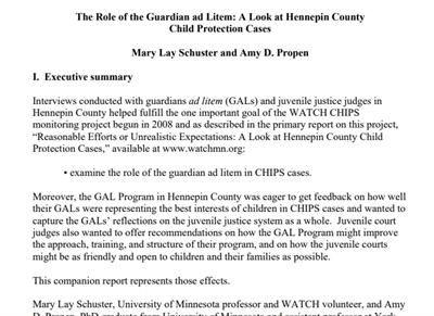 The Role of the Guardian ad Litem: A Look at Hennepin County Child ...