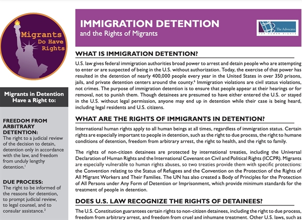Factsheet: Immigration Detention and the Rights of Migrants - The ...