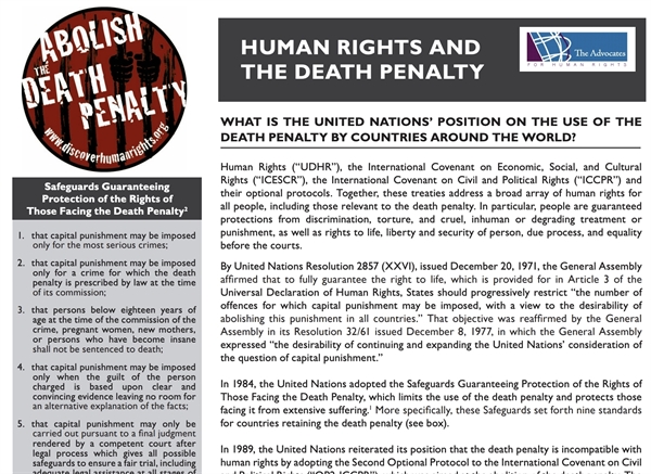 Factsheet: Death Penalty Around the World - The Advocates for Human Rights