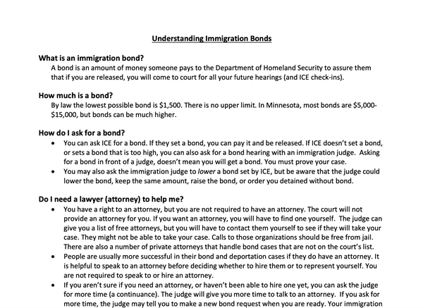 Understanding Immigration Bonds - The Advocates for Human Rights