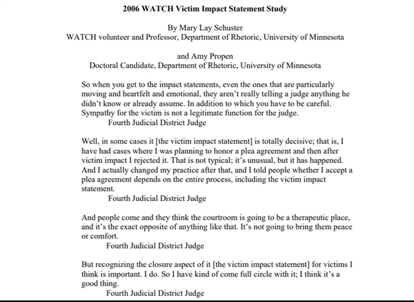 2006 WATCH Victim Impact Statement Study - The Advocates for Human Rights